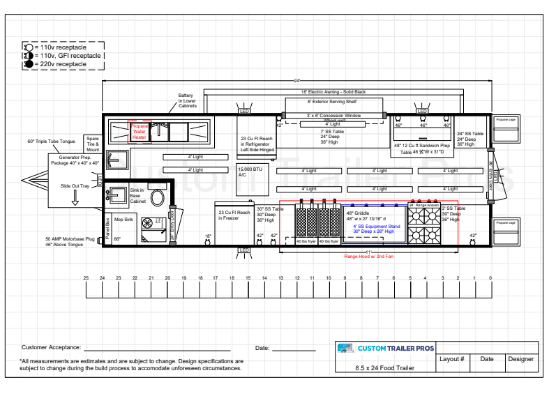 8.5×24 Equipped Food Trailer | Custom Trailer Pros