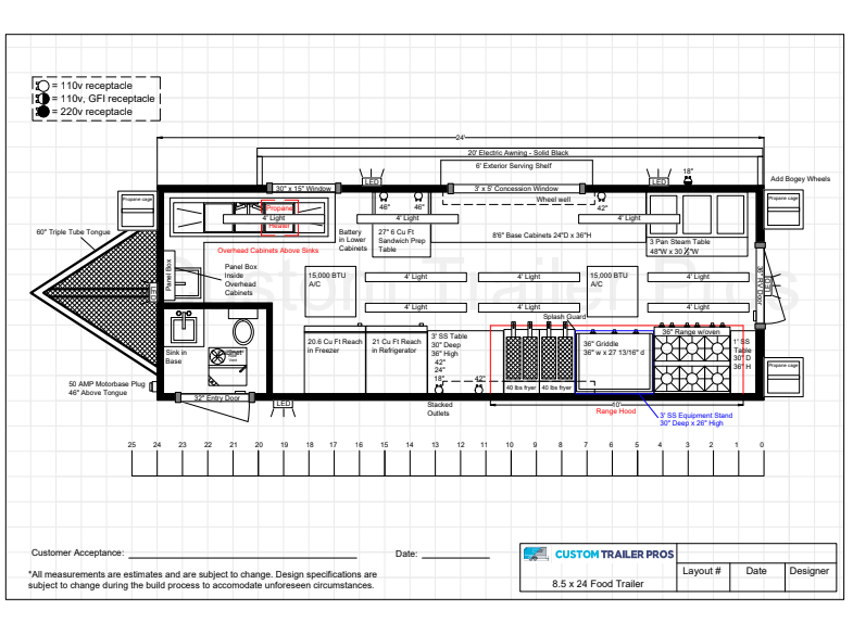 8.5×24 Equipped Food Trailer | Custom Trailer Pros